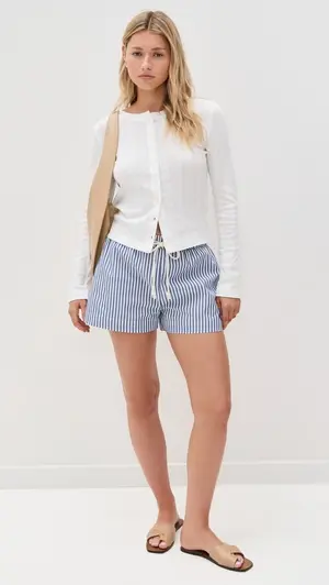 PERFECTWHITETEE Riley Woven Striped Shorts