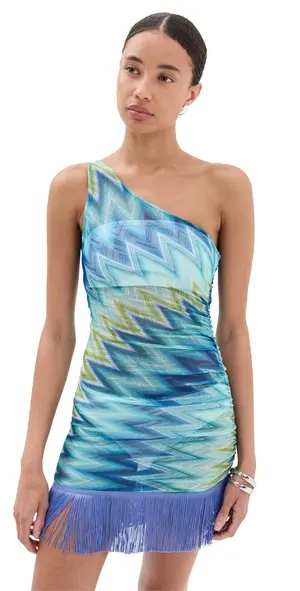 Missoni Short Coverup - Blue And Green Macro Chevron