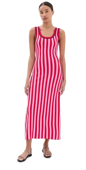 LE BOP Striped Jacquard Knit Maxi Dress - Poppy/pink