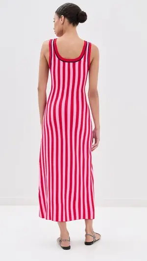 LE BOP Striped Jacquard Knit Maxi Dress - Poppy/pink