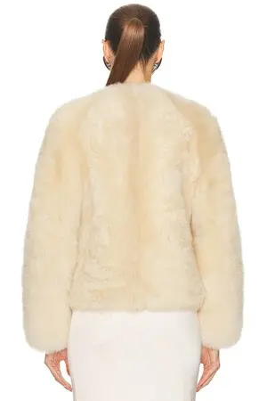 TOM FORD Shearling Collarless Jacket - Off White