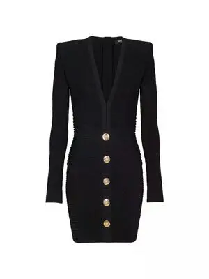 Balmain Ribbed Bodycon Dress - Black
