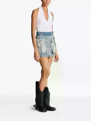 Balmain Belted Skirt - Blue