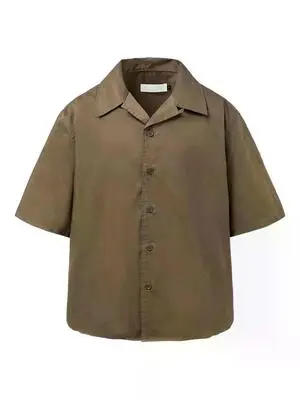AMOMENTO Open-collar Short-sleeve Shirt - Brown