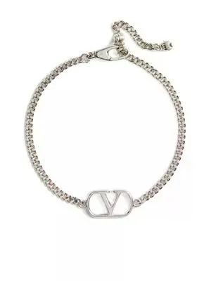 Valentino Garavani Logo Plaque Chain Bracelet - Silver