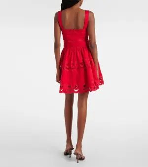 SELF-PORTRAIT Cutout Linen And Cotton-blend Minidress