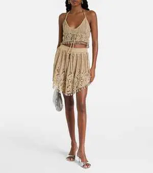Rabanne Crochet Embellished Lamé Crop Top - Gold