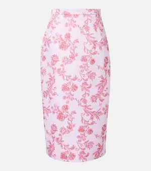 EMILIA WICKSTEAD Lorelei Floral Taffeta Faille Pencil Skirt - Pink