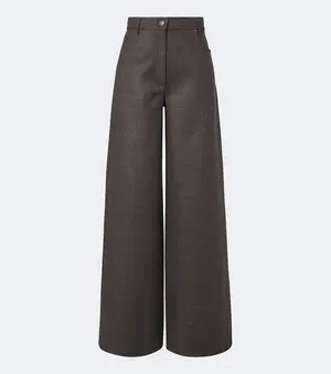 Max Mara Virgin Wool Wide-leg Pants - Grey