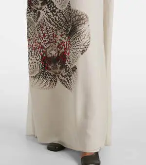 Dries Van Noten Beaded Printed Silk Georgette Gown