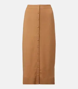 Victoria Beckham Wool-blend Midi Skirt - Beige