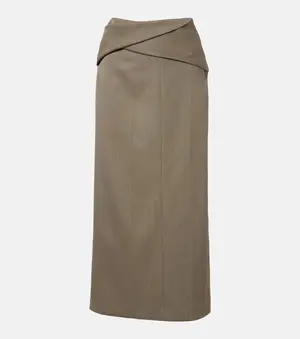 Victoria Beckham Wool-blend Midi Skirt - Green