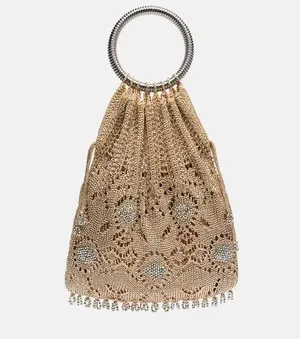 Rabanne Beaded Crochet Lamé Tote Bag