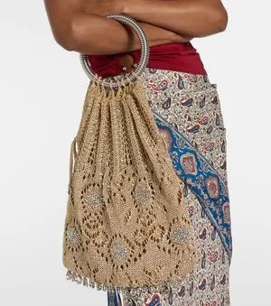 Rabanne Beaded Crochet Lamé Tote Bag