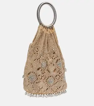 Rabanne Beaded Crochet Lamé Tote Bag