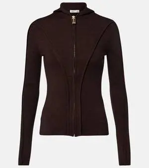 Victoria Beckham Wool-blend Zip-up Hoodie - Brown