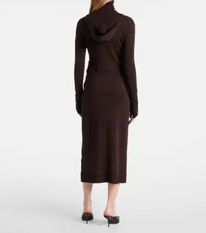 Victoria Beckham Wool-blend Zip-up Hoodie - Brown