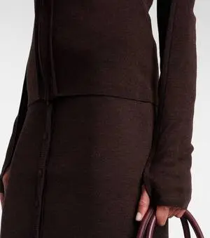 Victoria Beckham Wool-blend Zip-up Hoodie - Brown