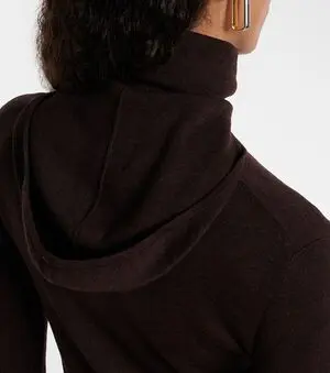 Victoria Beckham Wool-blend Zip-up Hoodie - Brown