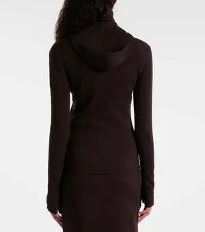 Victoria Beckham Wool-blend Zip-up Hoodie - Brown