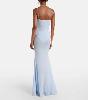 SELF-PORTRAIT Strappy Lace-trimmed Georgette Gown