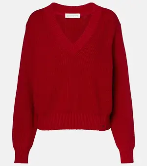 Victoria Beckham Ribbed-knit Cotton And Silk-blend Sweater - Red