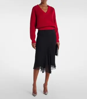 Victoria Beckham Ribbed-knit Cotton And Silk-blend Sweater - Red