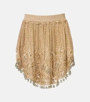 Rabanne Crochet Embellished Lamé Miniskirt - Gold