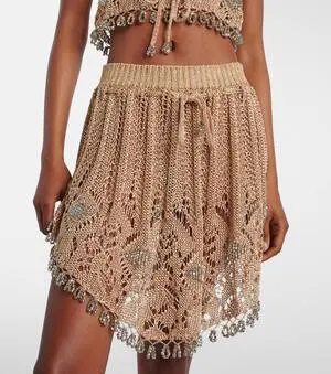 Rabanne Crochet Embellished Lamé Miniskirt