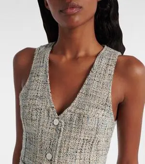 GANNI Belted Tweed Mini Dress