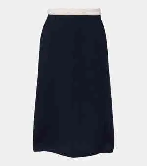 Max Mara Abaco Pleated Jersey Midi Skirt