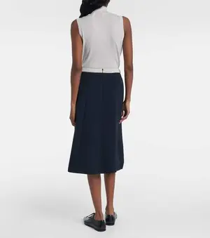 Max Mara Abaco Pleated Jersey Midi Skirt