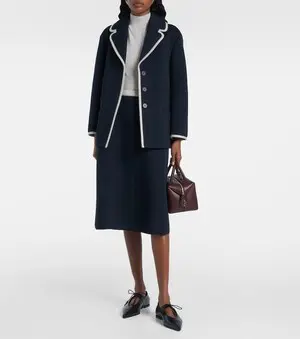 Max Mara Abaco Pleated Jersey Midi Skirt