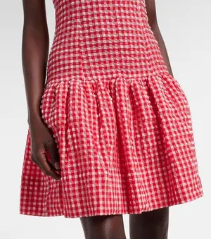 GANNI Seersucker Ruffled Mini Dress