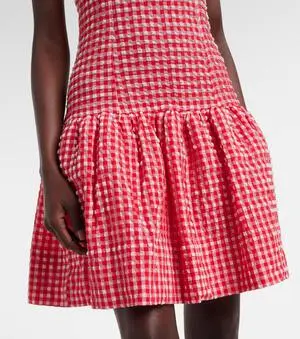 GANNI Seersucker Ruffled Mini Dress - Red