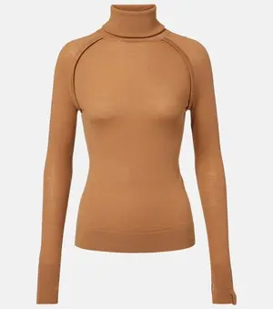 Victoria Beckham Wool Turtleneck Sweater - Brown