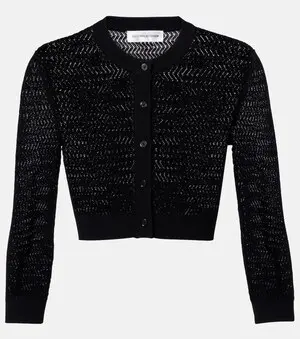 Victoria Beckham Pointelle Cropped Cardigan - Black