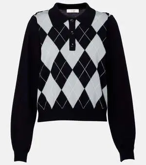 FRAME Argyle Wool-blend Polo Sweater - Multicoloured