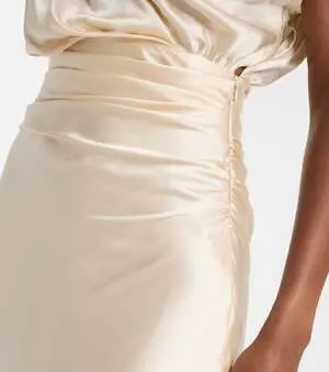 THE SEI Draped Silk Satin Gown - Beige