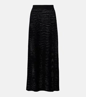 Victoria Beckham Pointelle Midi Skirt - Black