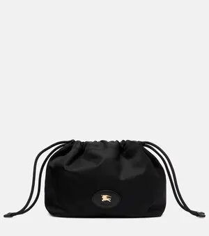 Burberry Reversible Leather-trimmed Pouch - Black