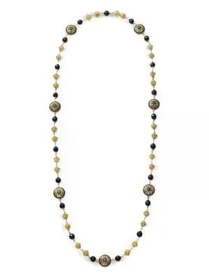 DOLCE & GABBANA 18k Yellow Gold Sicily Jade And Black Sapphire Necklace