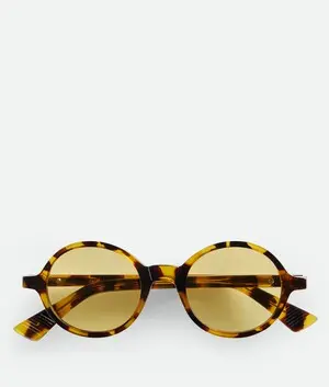 BOTTEGA  VENETA Round Frame Sunglasses - Havana/yellow