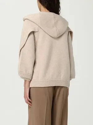 Max Mara Ribbed Hooded Poncho - Sand