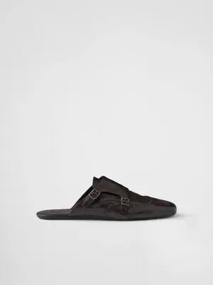 Prada Shuffle Brogue-embellished Leather Mules
