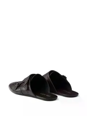 Prada Shuffle Brogue-embellished Leather Mules