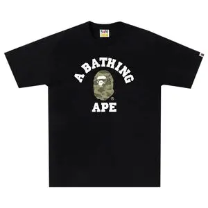 A BATHING APE Layered Line Camo College Tee Black