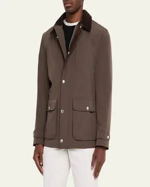 Brunello Cucinelli Nylon Jacket With Corduroy Collar