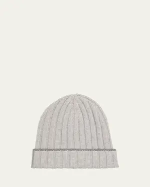 Brunello Cucinelli Cashmere Rib Beanie Hat - Cs170 Dark Grey