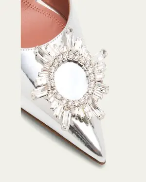 Amina Muaddi Begum Mirror Leather Slingback Pumps